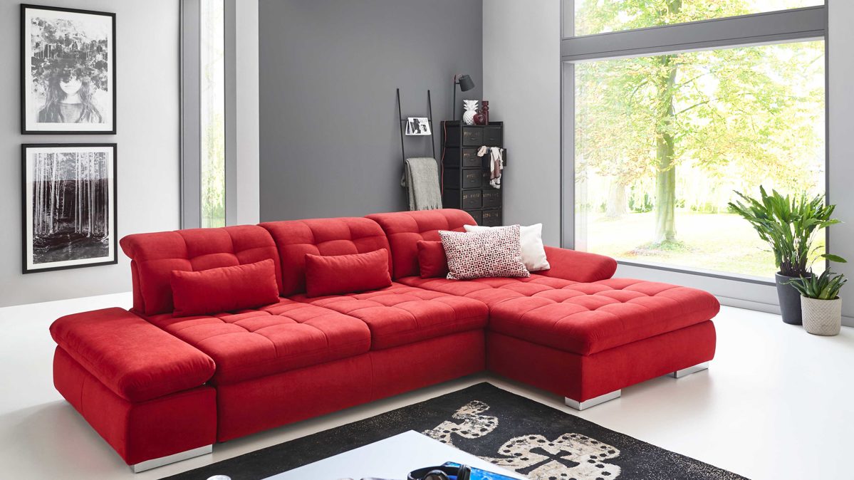 KAWOO Serie Santa Lucia - Ecksofa bzw. Polstermöbel, roter Bezug ...